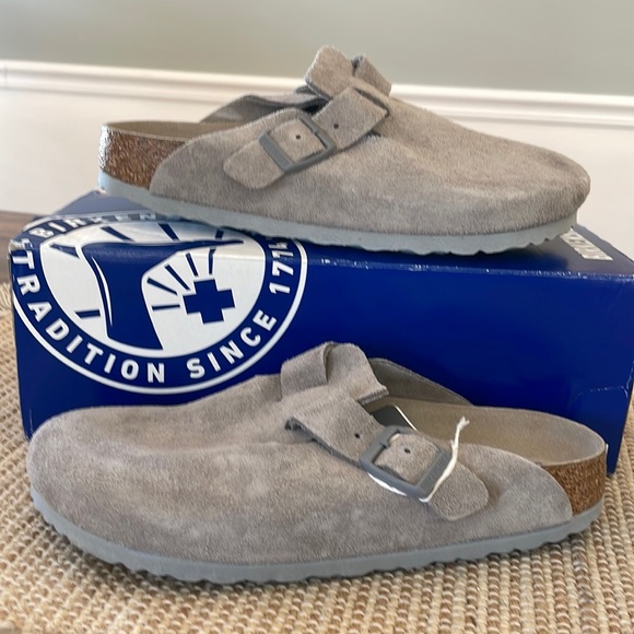 Birkenstock | Shoes | Birkenstock Boston Suede Stone Coin | Poshmark